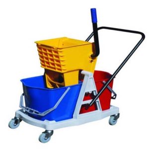 Double Mop Bucket with Wringer Janitorial Trolley 34 Liter